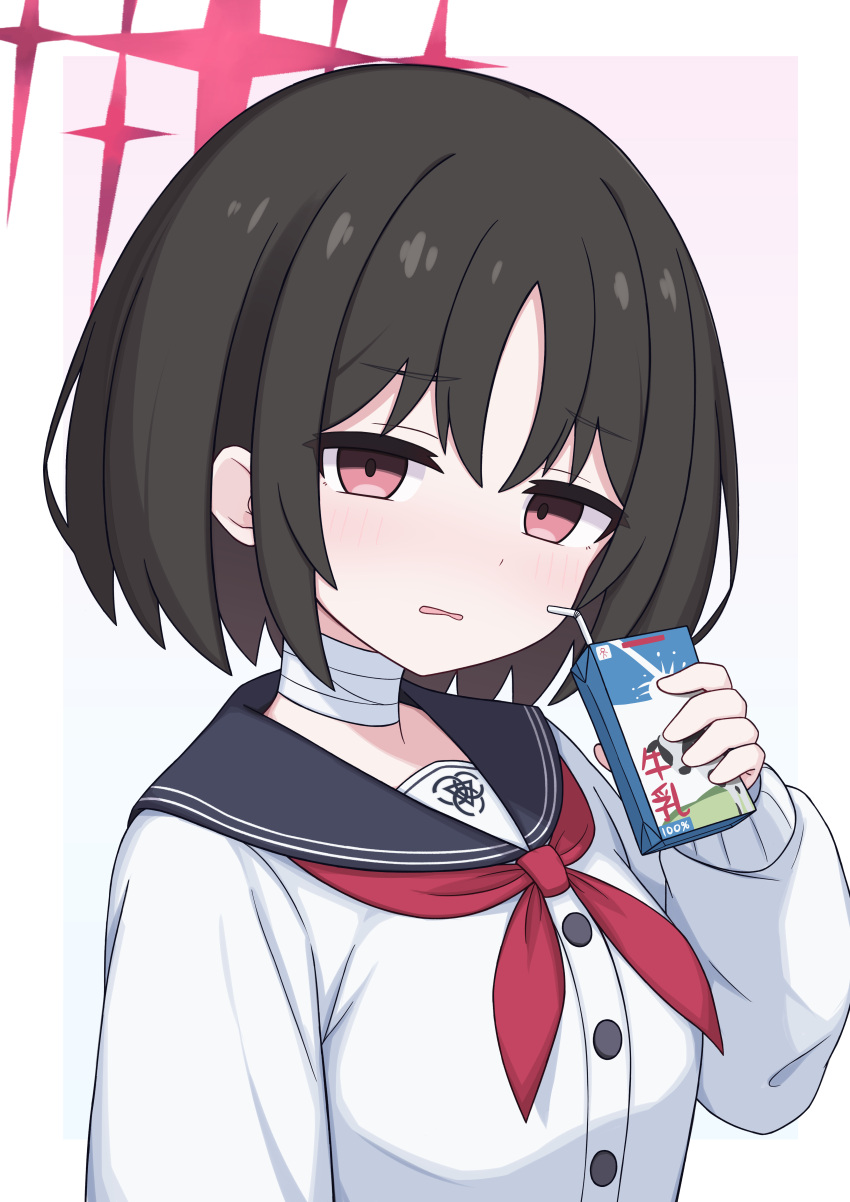 Safebooru - 1girl absurdres arm up bandaged neck bandages black hair blue archive blue ...