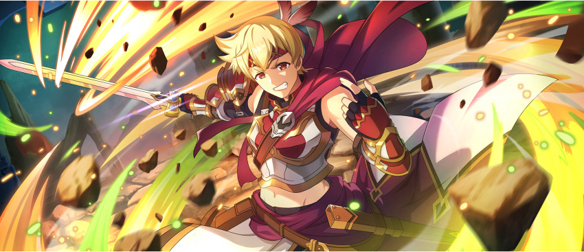 Safebooru - 1boy armor belt belt pouch black gloves blonde hair breastplate brown belt cape ...