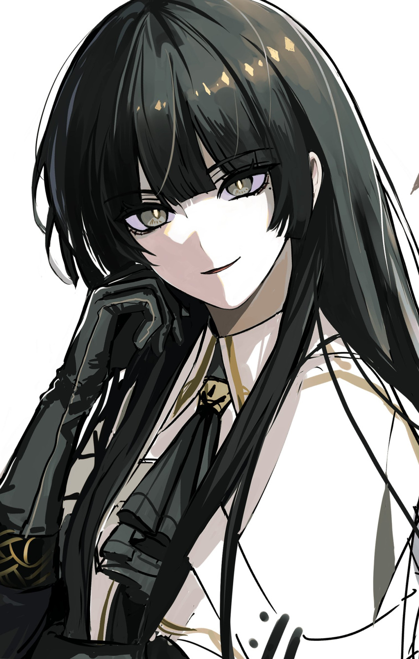 Safebooru - 1girl arknights ascot black ascot black eyes black gloves black hair blunt bangs ...