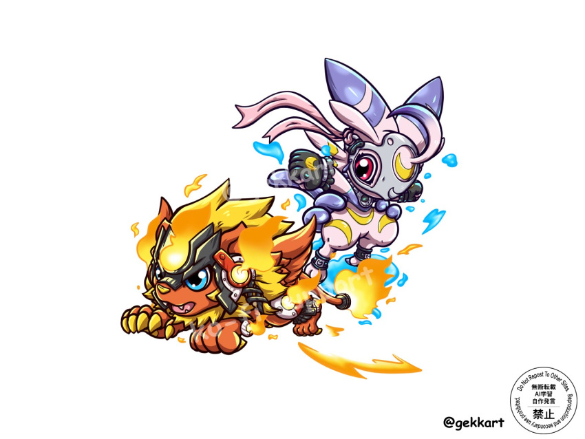 Safebooru - blue eyes body fur chibi commission digimon firamon fire ...