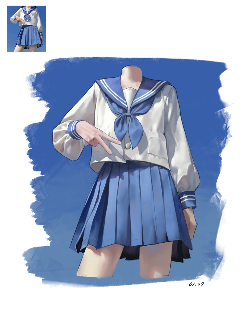 Safebooru - 1girl absurdres blue neckerchief blue sailor collar blue skirt clothes focus cropped ...