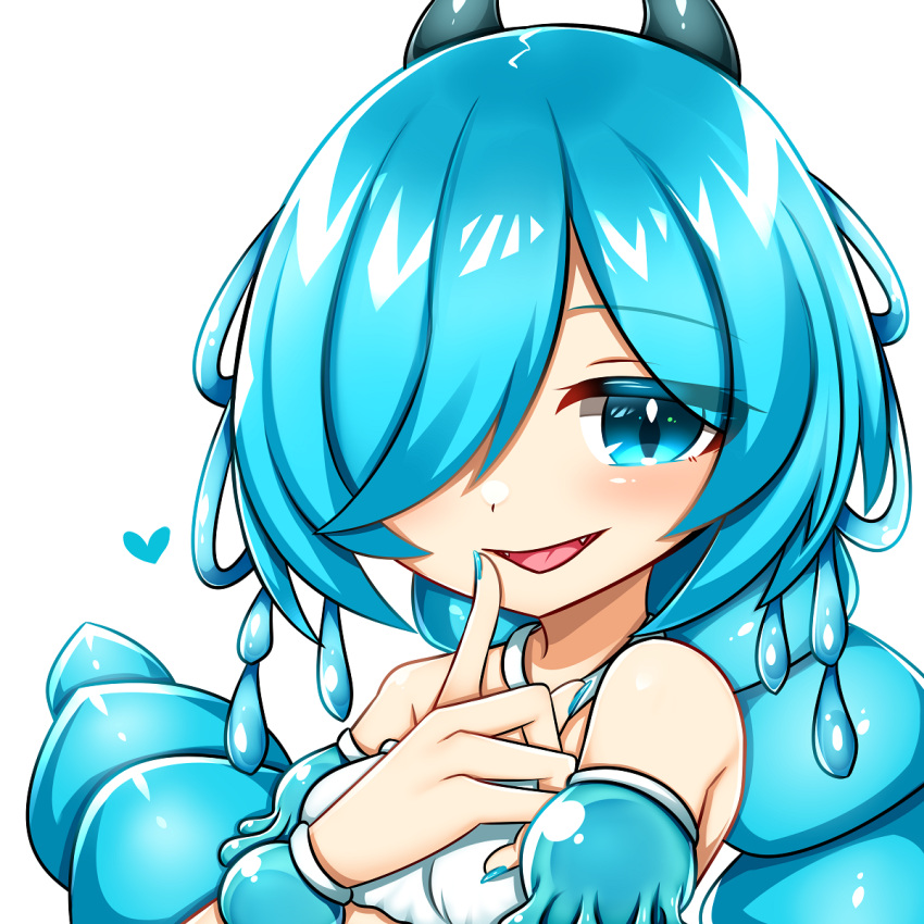 Safebooru - 1girl bare shoulders blue eyes blue hair blue nails blush ...