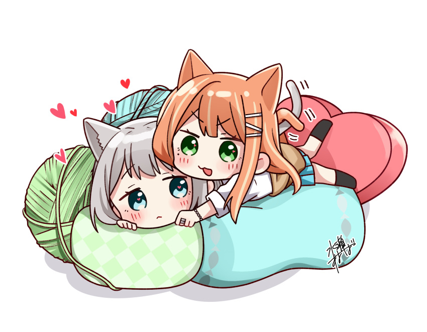 Safebooru - 2girls animal ears black socks blue eyes blue skirt ...
