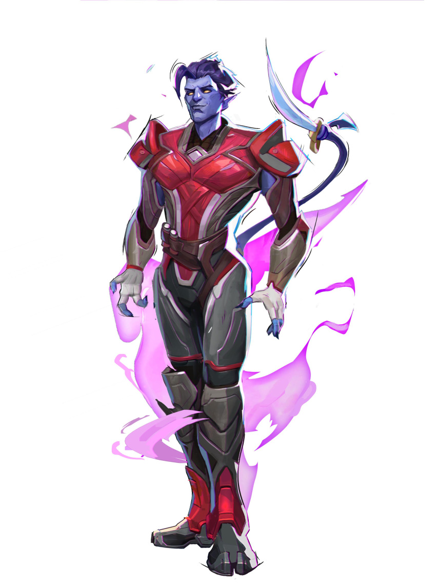 Safebooru - 1boy absurdres armor blue hair blue skin colored skin ...