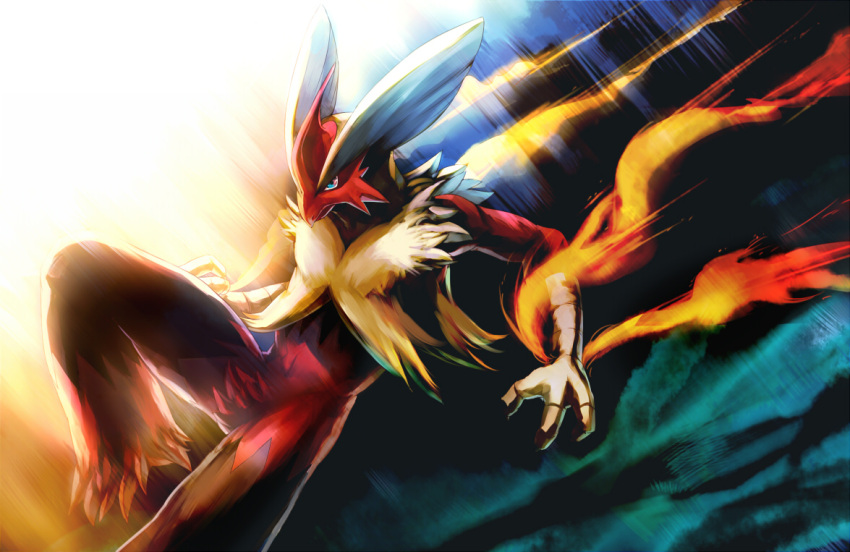 Safebooru - 1boy abstract background aotsuki blaziken blue eyes claws ...