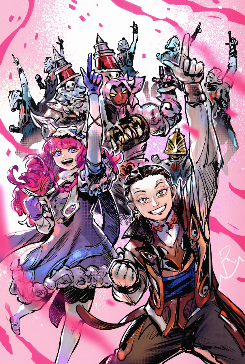 Safebooru - 1girl 6+boys absurdres black hair blurry blurry foreground ...