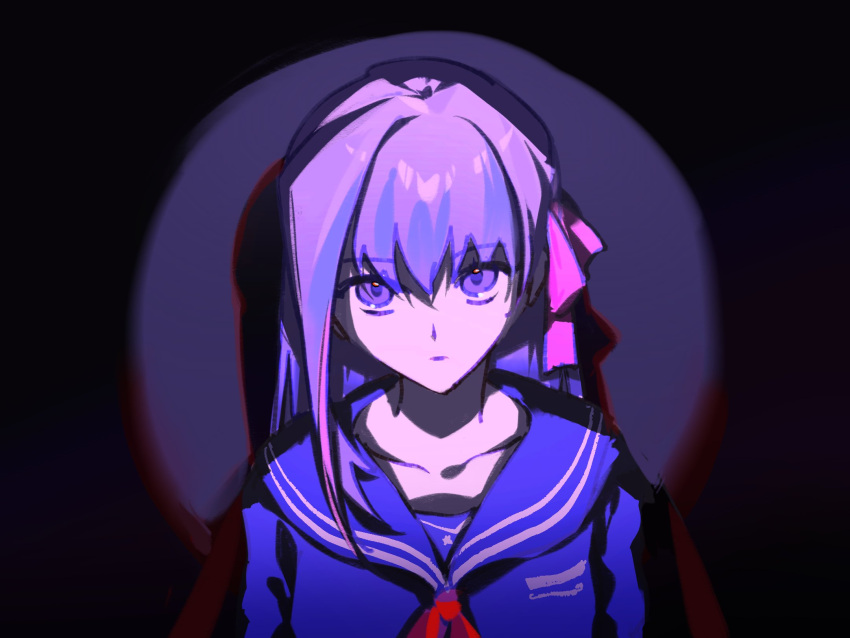 Safebooru - 1girl amiably 02 black background blue sailor collar blue ...