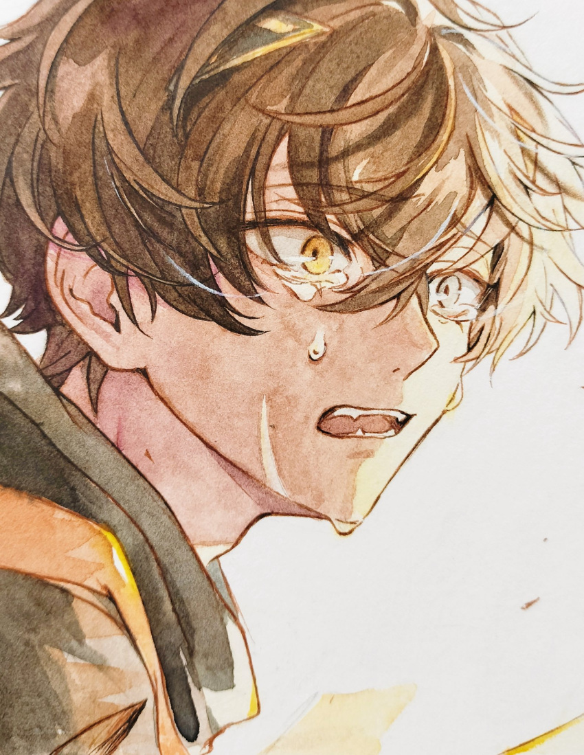 Safebooru - 1boy alban knox alban knox (1st costume) black jacket brown ...