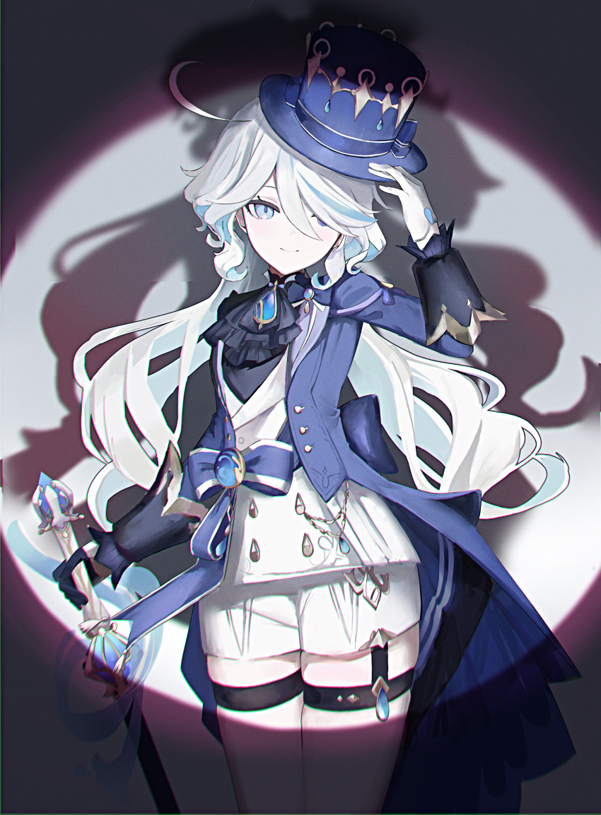 Safebooru - 1girl absurdres adjusting clothes adjusting headwear ascot asymmetrical gloves black ...