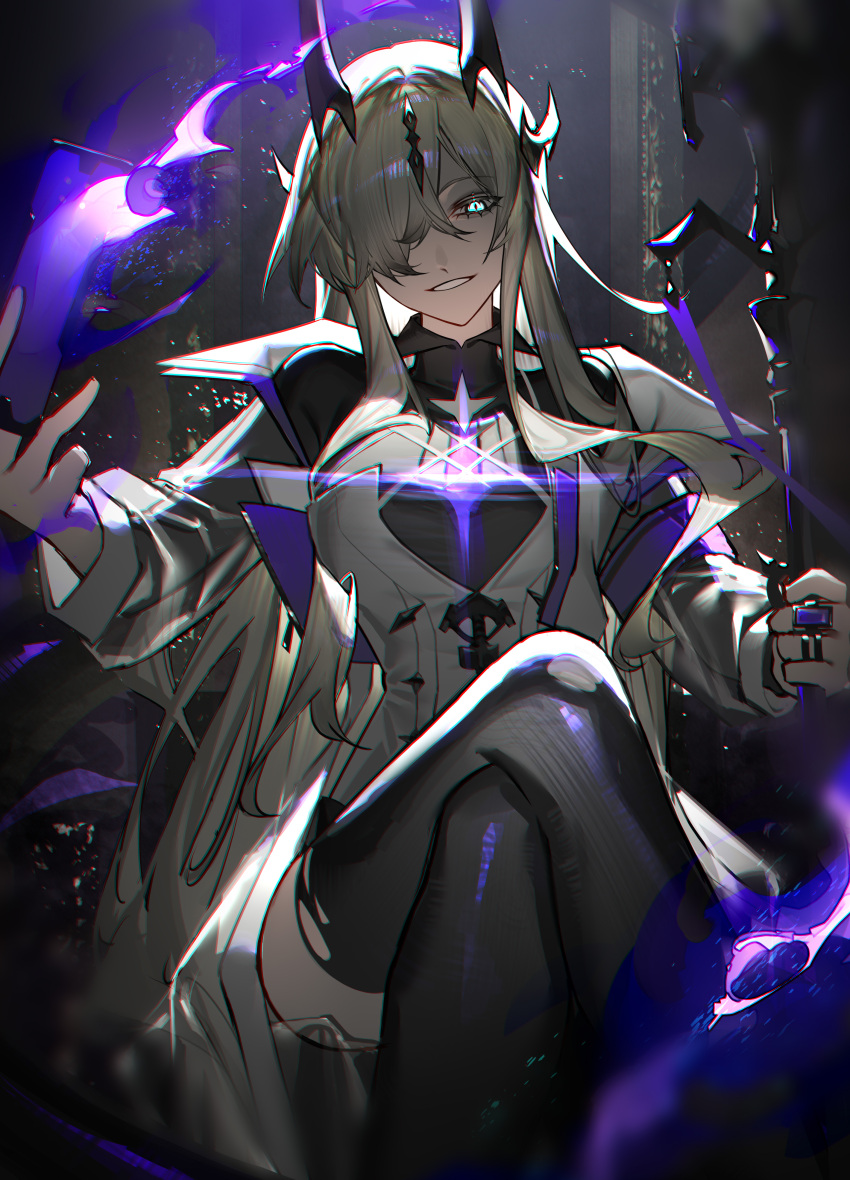 Safebooru - 1girl absurdres arknights black shirt black thighhighs blonde hair blue eyes breasts ...