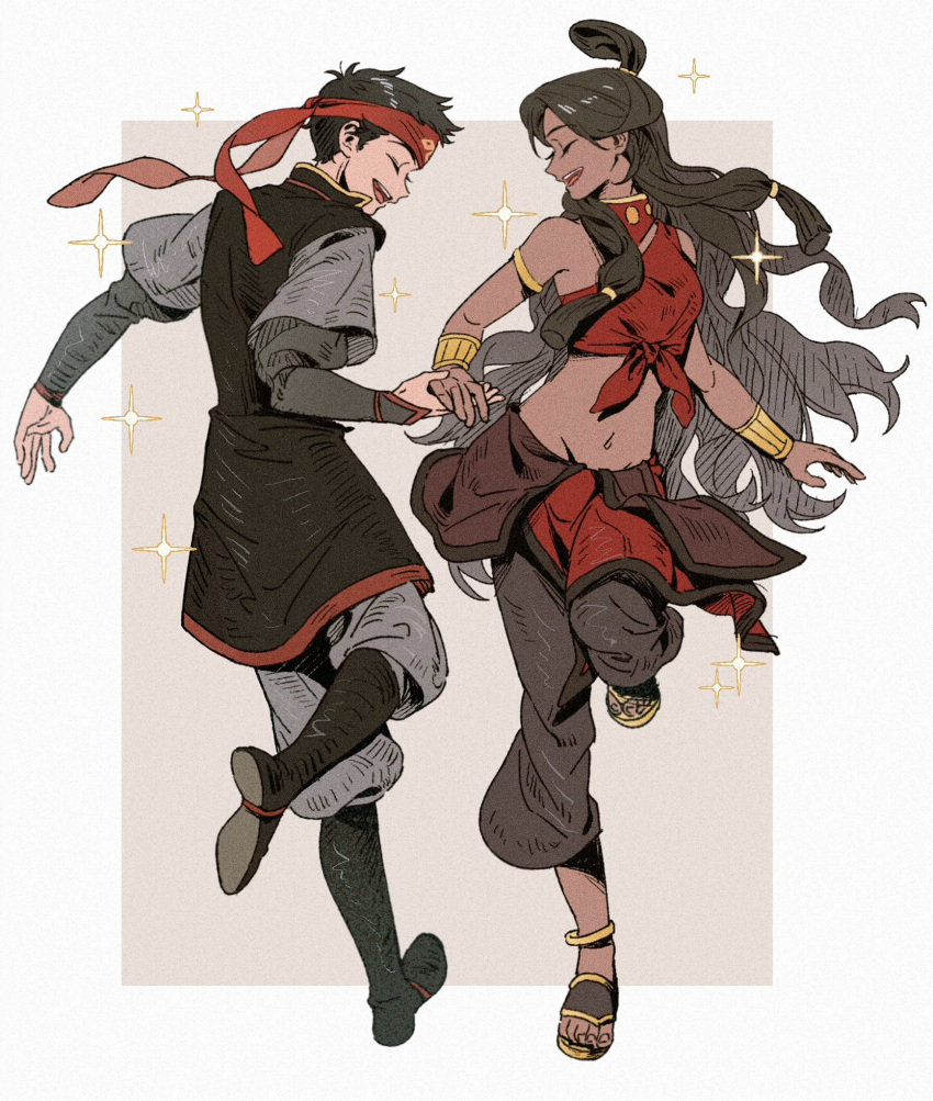 Safebooru - 1boy 1girl aang armlet avatar: the last airbender avatar legends black hair black ...