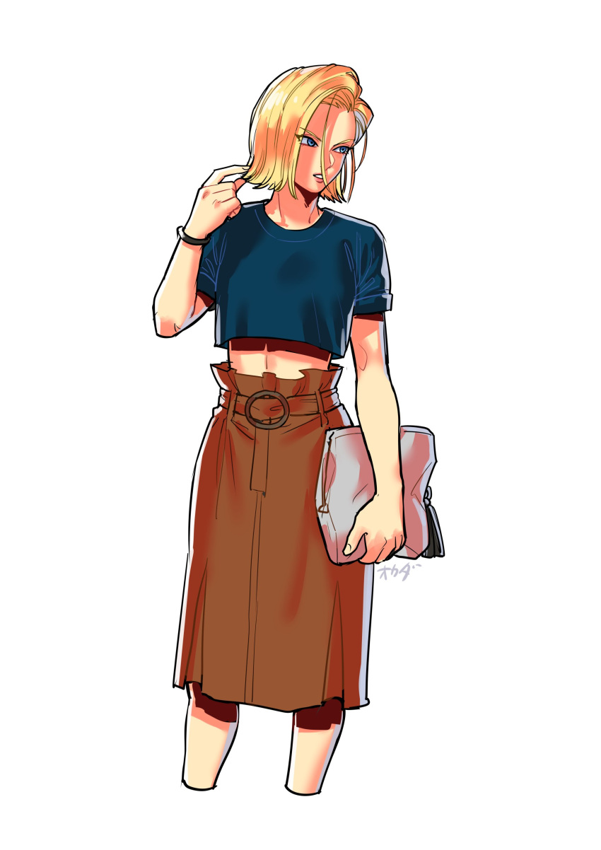 Safebooru - 1girl absurdres alternate costume android 18 arm at side ...