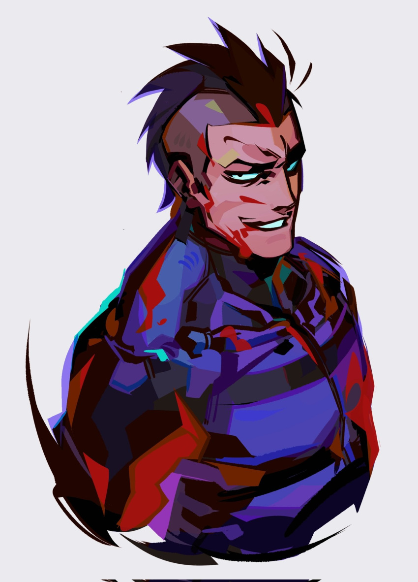 Safebooru - 1boy blood blood on face blue bodysuit bodysuit covered abs ...