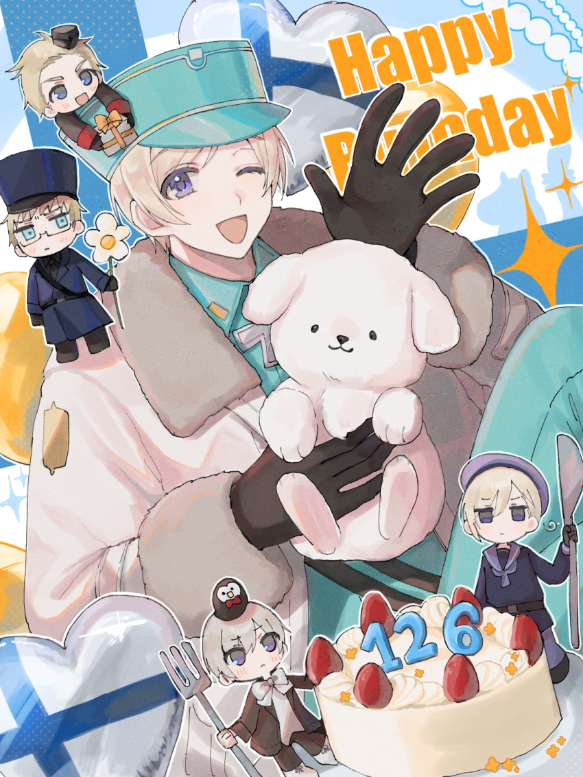 Safebooru - 5boys aqua hat aqua pants aqua shirt axis powers hetalia belt beret bird black ...