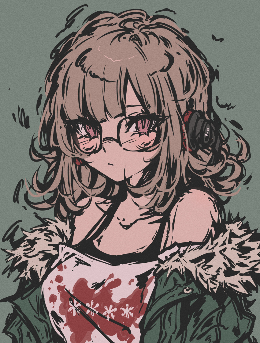 Safebooru - 1girl absurdres bare shoulders behind-the-head headphones breasts closed mouth ...