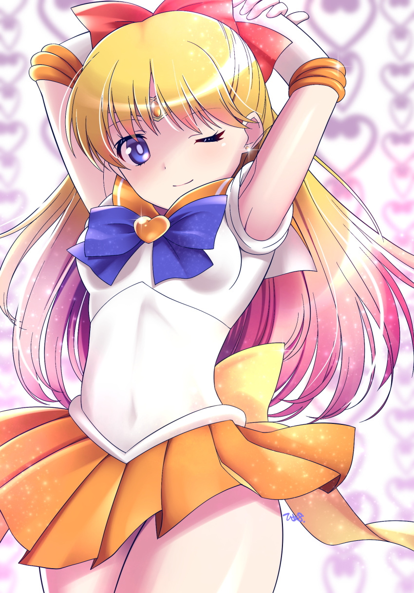 Safebooru - 1girl ;) aino minako arms up back bow bishoujo senshi sailor moon blonde hair blue ...