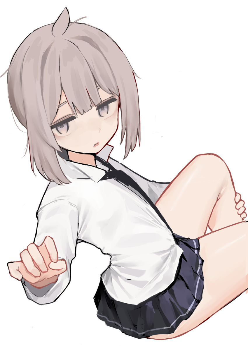 Safebooru - 1girl absurdres ayo rimaisu black necktie black skirt collared shirt from side girls ...