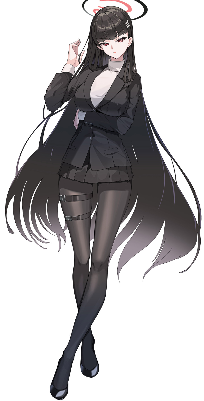 Safebooru - 1girl absurdres black hair black pantyhose black shoes black skirt blazer blue ...