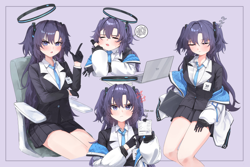 Safebooru - >:( 1girl = = absurdres anger vein angry black gloves black halo black skirt black ...