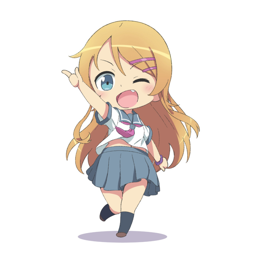 Safebooru - 1girl ;d black socks brown shoes chibi chibi only fang full ...