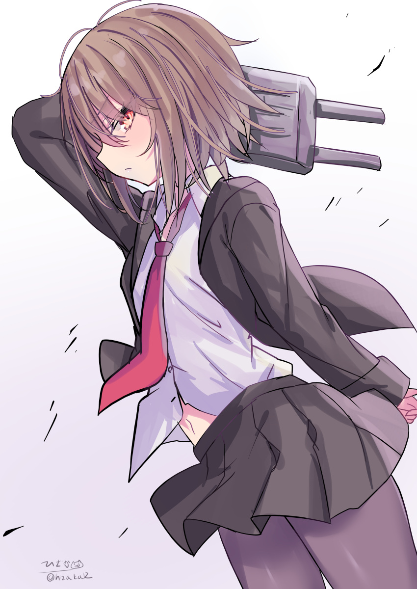 Safebooru - 1girl absurdres adapted turret black jacket black pantyhose black skirt blazer brown ...