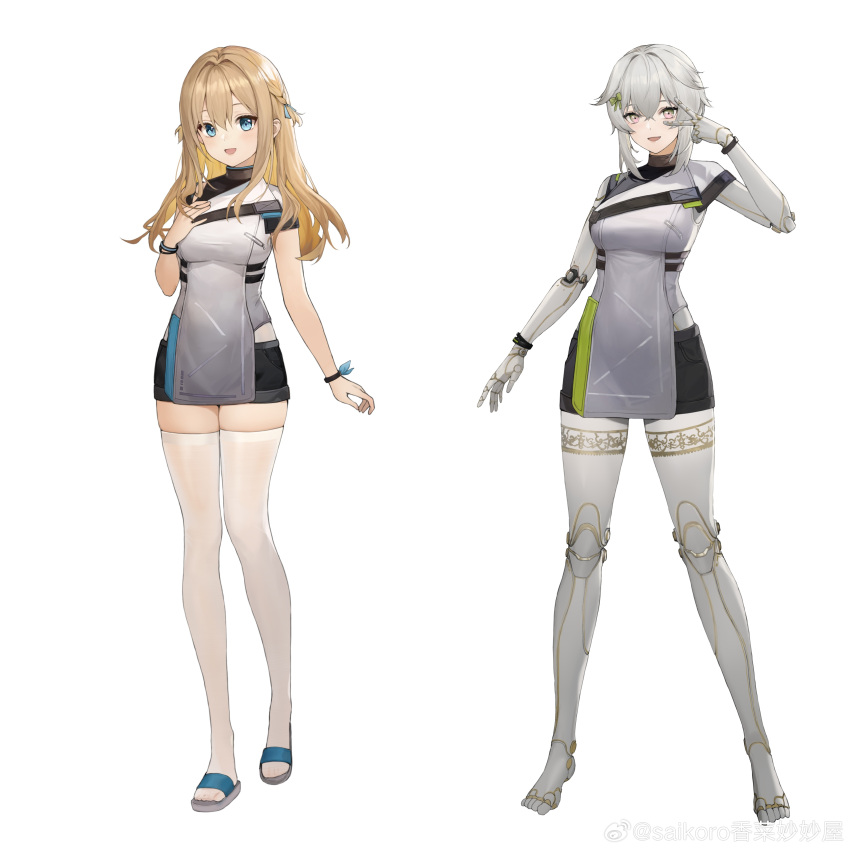 Safebooru - 2girls absurdres blonde hair blue eyes doll joints ...