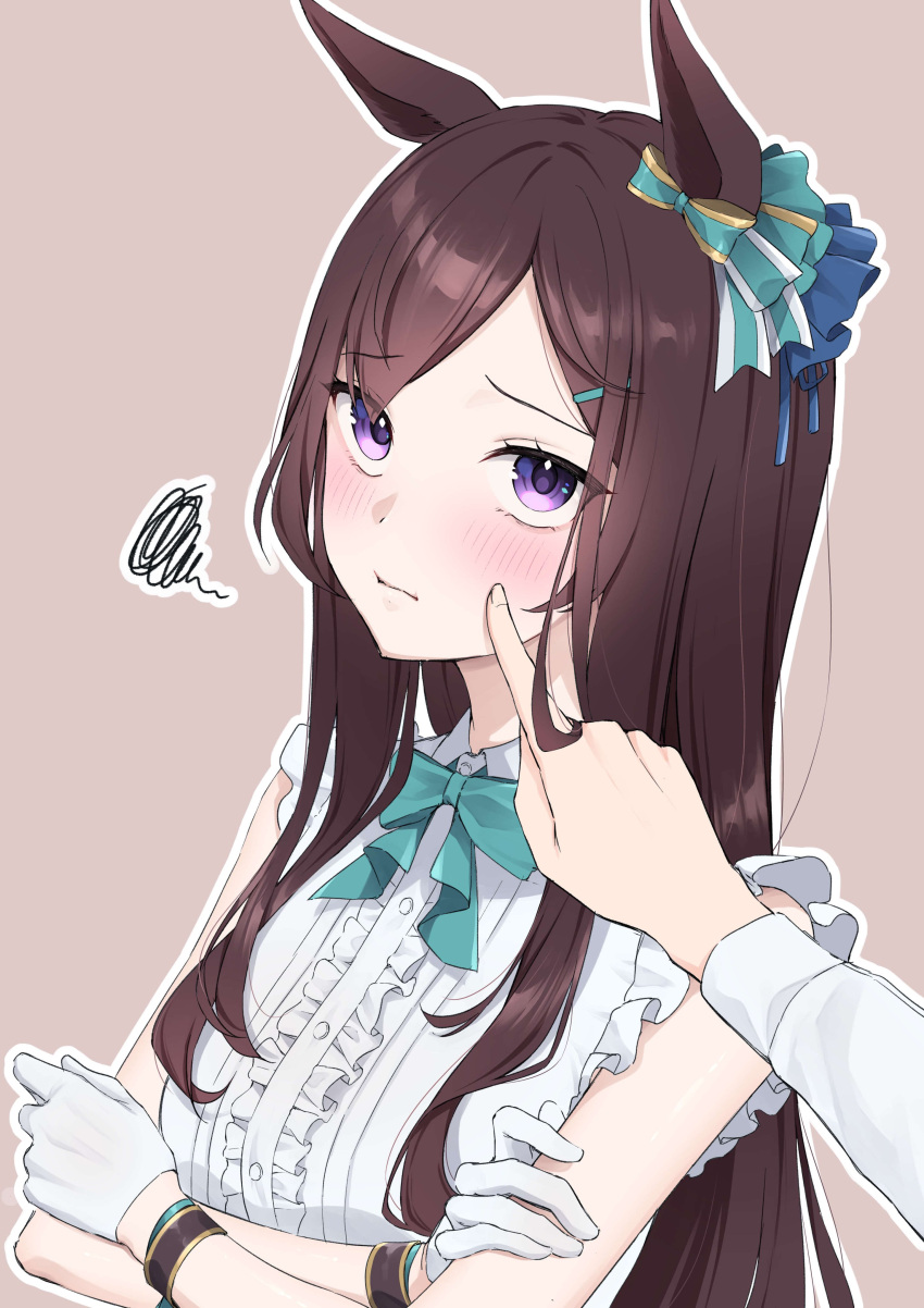 Safebooru - 1girl absurdres animal ears bare shoulders blue bow blue bowtie blush bow bowtie ...