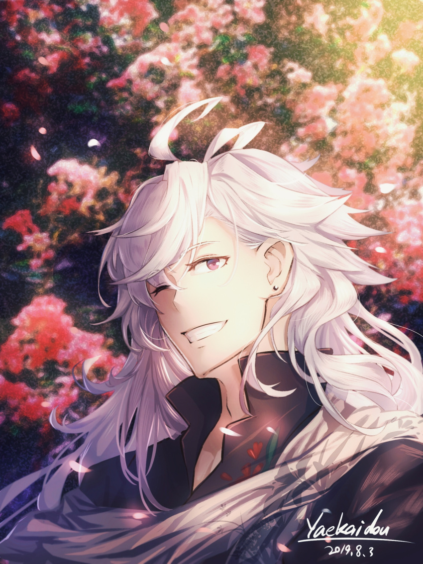 Safebooru - 1boy black jacket commentary request dated earrings fate ...