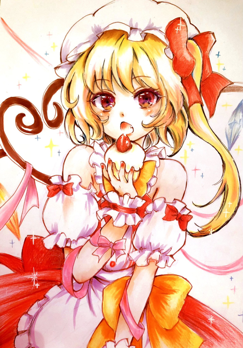 Safebooru - 1girl alternate costume apron bare shoulders blonde hair ...