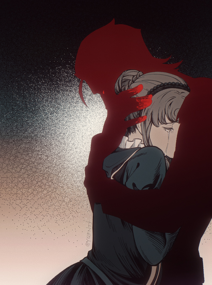 Safebooru - 1boy 1girl ace attorney black dress black hairband blood blood on hands brown hair ...