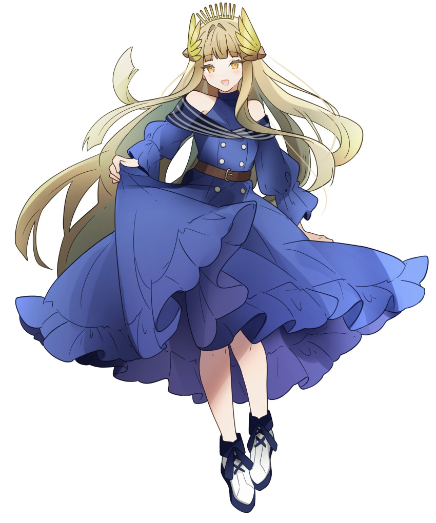 Safebooru - 1girl :d absurdres alternate costume arknights aza nonoka bare shoulders belt belt ...