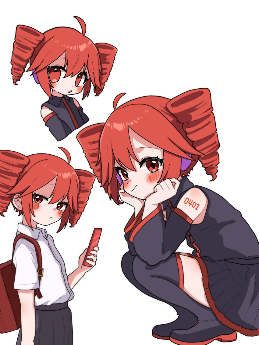 Safebooru - 1girl ahoge alternate costume backpack bag bare shoulders blush boots closed mouth ...