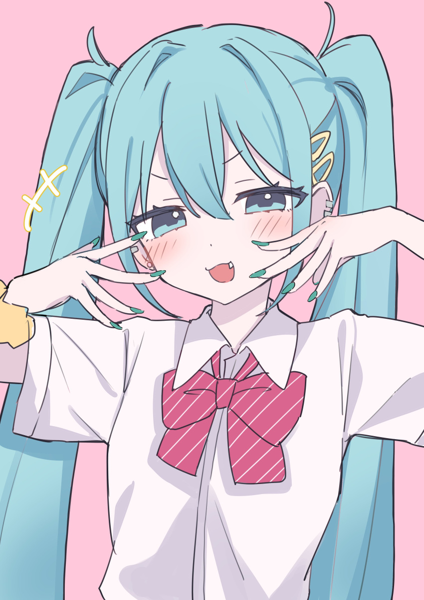 Safebooru - 1girl absurdres blue eyes blue hair blue nails blush ...