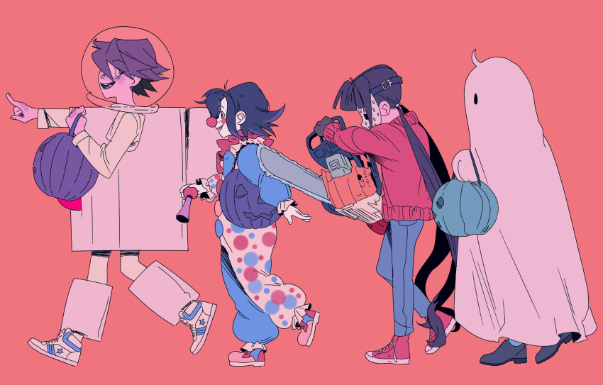 Safebooru - 1girl 3boys absurdres aged down ahoge alternate costume asymmetrical clothes black ...