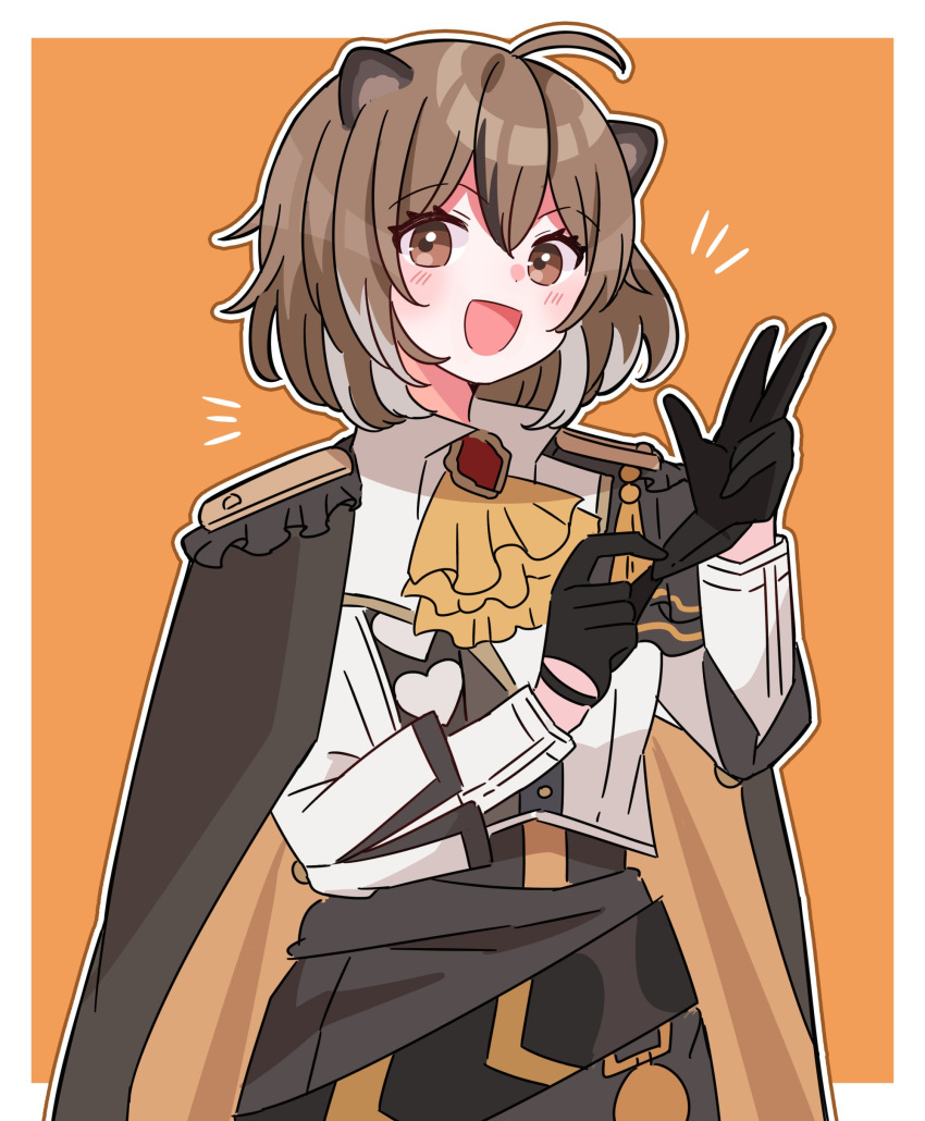 Safebooru - 1girl :d absurdres adjusting clothes adjusting gloves ahoge ...