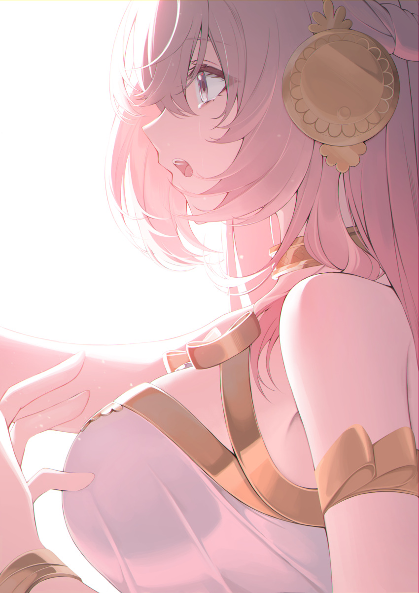 Safebooru - 1girl absurdres armpit crease bare shoulders blue eyes bracelet breasts choker ...