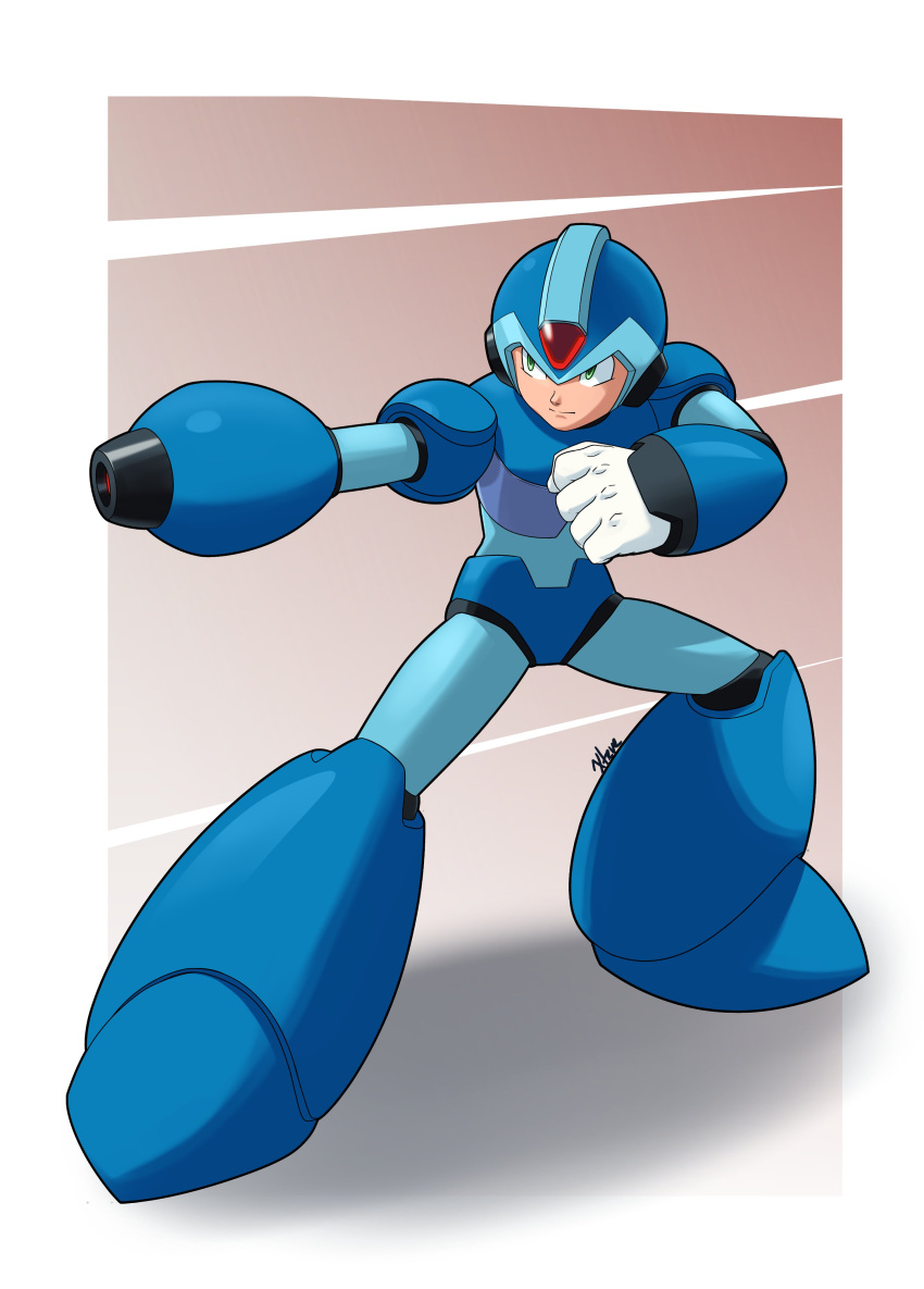 Safebooru - 1boy absurdres android arm cannon armor blue armor blue ...