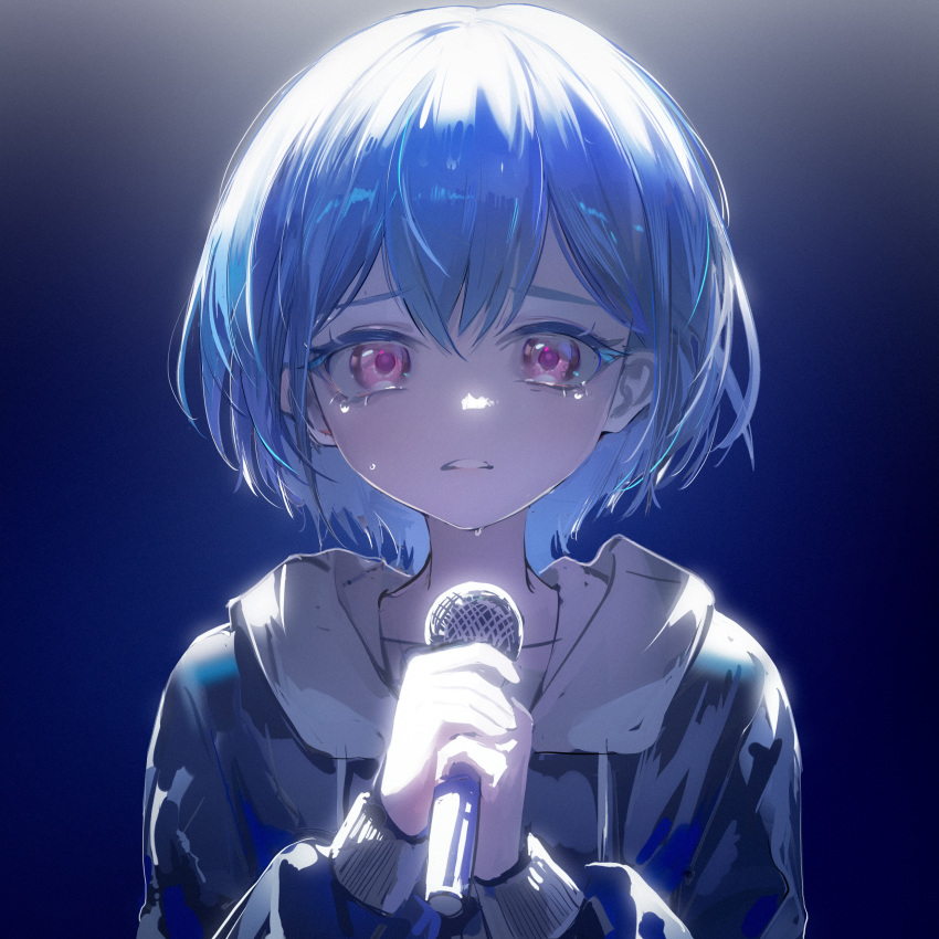 Safebooru - 1girl absurdres bang dream! bang dream! it's mygo!!!!! blue background blue hoodie ...