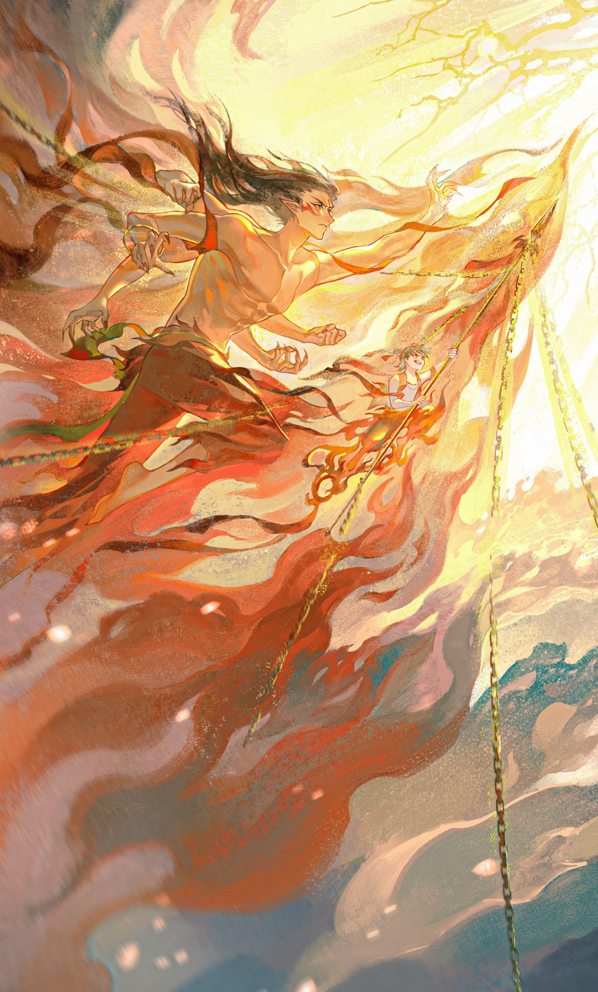 Safebooru - 1boy aged down black hair chain chinese clothes facial mark ...