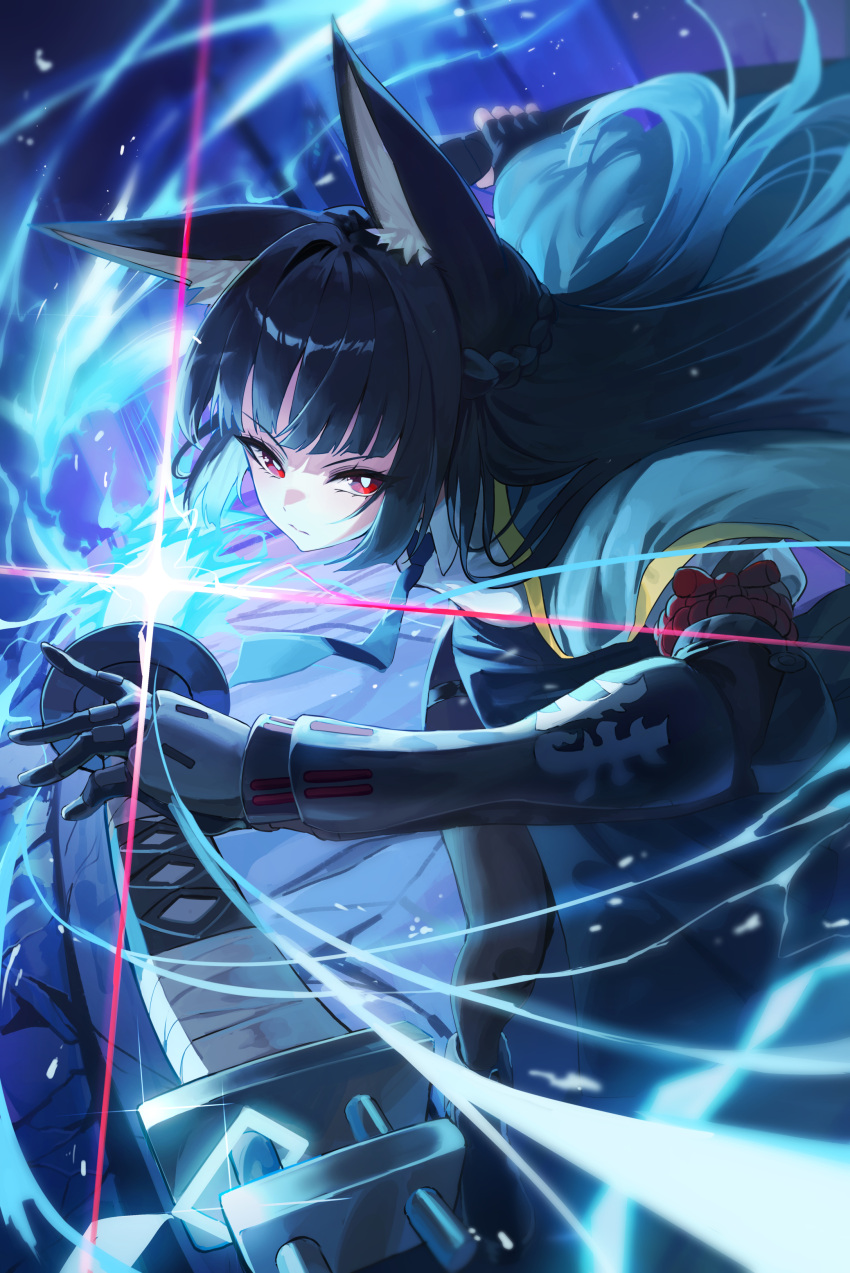 Safebooru - 1girl 2gong (9ujin ) absurdres animal ear fluff animal ears black gloves black hair ...