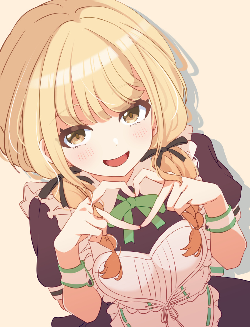 Safebooru - 1girl 4-finger heart hands absurdres alternate costume apron ashinobu panda black ...