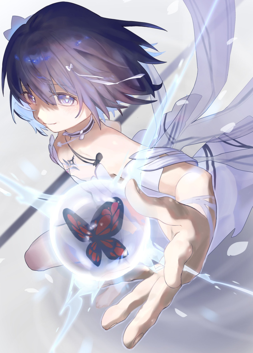 Safebooru - 1girl alternate hair length alternate hairstyle blue eyes blue hair bob cut bug ...