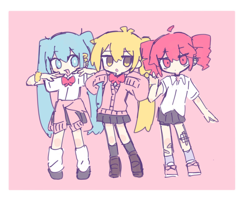 Safebooru - 3girls ahoge akita neru alternate costume animal antenna hair bandaid bandaid on leg ...