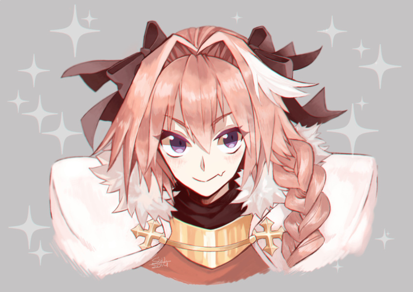 Safebooru - 1boy armor astolfo (fate) black bow black ribbon blush bow braid chromatic ...