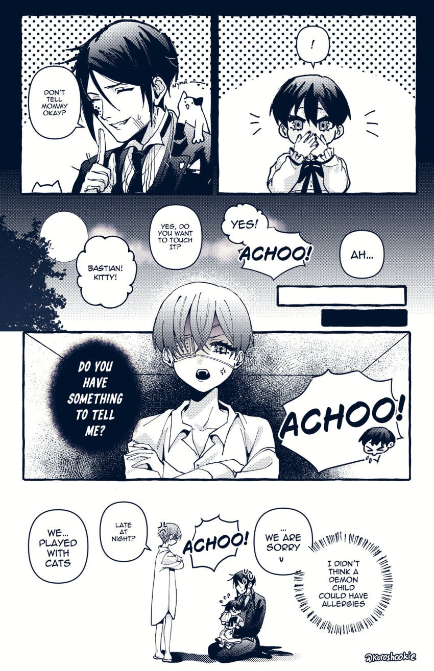 Safebooru - allergy anger vein black hair bow cat child ciel ...