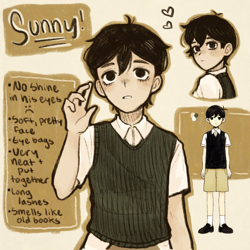 Safebooru - 1boy black eyes black hair black sweater vest character name closed mouth collared ...