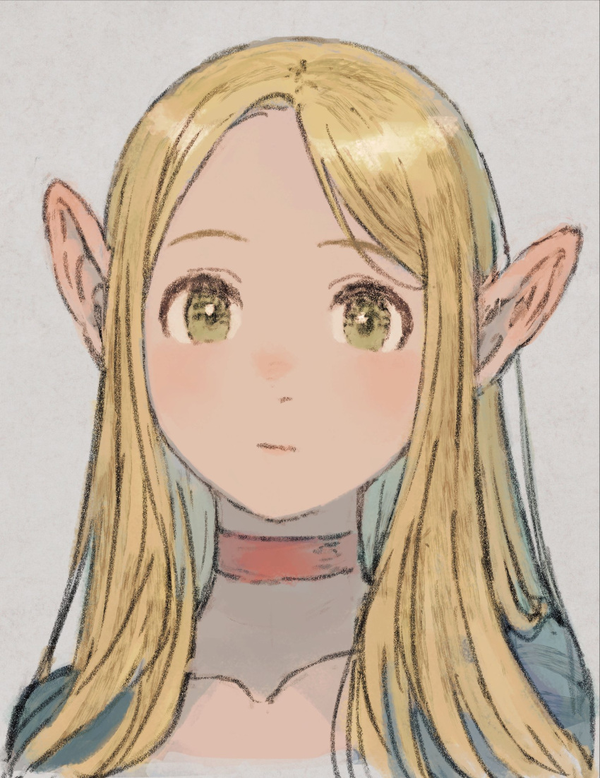 Safebooru - 1girl blonde hair blush braid closed mouth dungeon meshi elf green eyes highres long ...