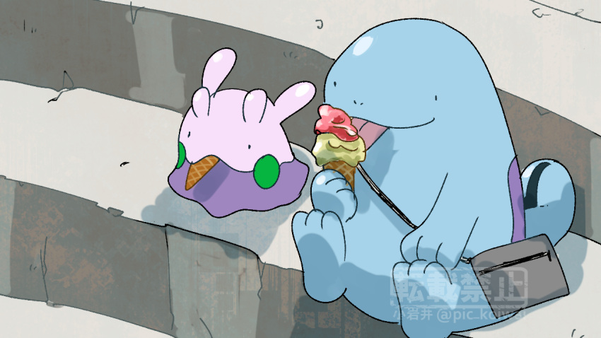 Safebooru - bag commentary request eating goomy ice cream cone licking ...