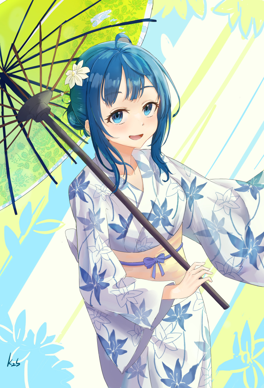 Safebooru - 1girl absurdres ahoge alternate costume alternate hairstyle blue eyes blue hair ...