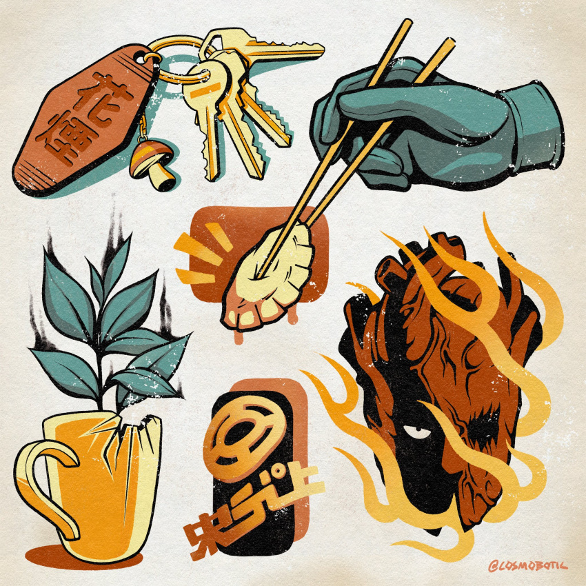 Safebooru - 1boy charm (object) chopsticks crack csmbtc cup disembodied ...